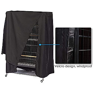 COOSOO Bird Cage Covers for Night Large Birdcage Protection Blackout Breathable Washable Waterproof Material Universal Fit Black