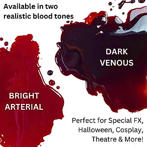 Mehron Makeup Stage Blood | Realistic Fake Blood For Halloween | Stage Blood Makeup | Made in the USA | Washable Fake Blood for Special FX, Stage & Screen, Halloween, & Cosplay (4.5) (Dark Venous)