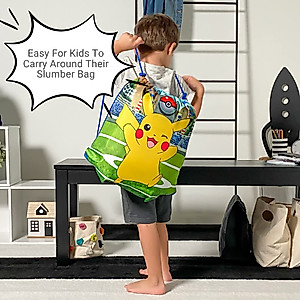 Pokémon Anime Kids Soft Lightweight 2 Piece Sleeping/Slumber Bag and Sling Bag Set, 46"(L) X 26"(W) (Official Licensed Pokémon Product) by Franco