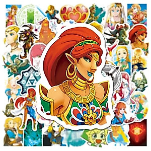 Stickers for Zelda Legend Amiibo Kingdom Tears Fans Kids Teens Boys Party Favors Toys Vinyl Waterproof Laptop Water Bottle Stickers, A, Pack of 50
