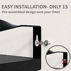 WXCGX Floating Shelves, Rustic Floating Shelves Wood Over Toilet with Paper Storage Basket, Farmhouse Wall Mounted Shelves Floating Shelf for Bathroom Bedroom Wall Decor Living Room Kitchen (Black)