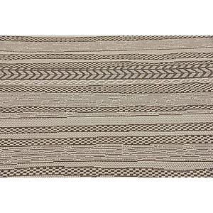 Unique Loom Outdoor Border Collection Area Rug - Lines (6' 1" Square, Gray/ Silver)