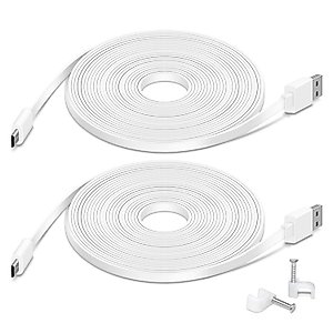 2 Pack 26FT Flat Power Extension Cable Compatible with Wyze Cam Pan, Kasa Cam, YI Dome Home Camera, Furbo Dog, Nest Cam, Blink, Cloud Camera, Durable Charging Cable for Security Cam