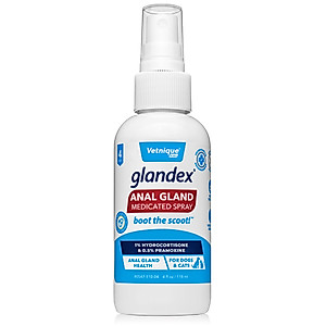 Glandex Anal Gland Medicated Spray for Dogs & Cats (4oz) and Glandex Beef Liver Anal Gland Support Powder (5.5oz) Bundle, Dog Deodorizing Spray & Anti-Itch Spray for Dogs, Anal Gland Powder for Dogs w