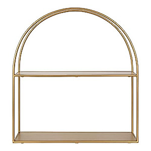 Kate and Laurel Monroe Glam Arch Shelf, 24 x 26, Gold, Modern Geometric Shelf for Wall