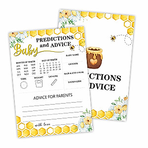 Honey Bee Themed Baby Shower Game Cards, Predictions and Advice double sided - 30 in pack (5 X 7 inches)-（BABYYX-002）