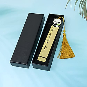 yueton Creative Classical Style Metal Bookmark Brass Ruler Bookmark Cute Panda Copper Bookmark with Beautiful Tassels for Office, School, Home, Library and Bookstore Use - with a Gift Box