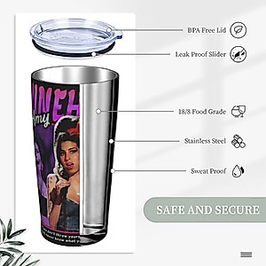 LAZHANG Amy Music Winehouse Stainless Steel Insulated Car Sippy Cup With Lid Travel Mug for Cold Hot 20 oz