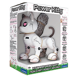 LEXiBOOK - Power Kitty® - Remote Control Robot Cat, Programmable Smart Robot, Light, Sound, White/Pink - KITTY01