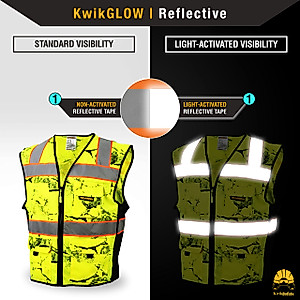KwikSafety - Charlotte, NC - UNCLE WILLY’S WALL Safety Vest [10 POCKETS] Class 2 ANSI OSHA High Visibility Reflective Camo Heavy Duty Mesh HiVis Construction Work HiViz Men/Yellow Black Large