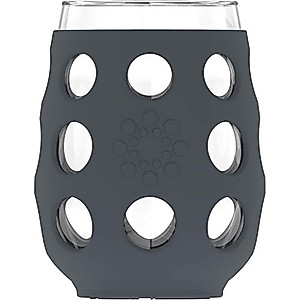 Lifefactory Wine Glass with Protective Silicone Sleeve, 4 Count (Pack of 1), Carbon, Dusty Purple, Aqua Teal, Stone Gray