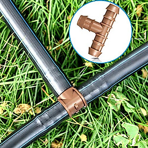 Boao 28 Pieces Drip Irrigation Fittings Kit 1/2 Inch Tubing Set Including 7 Tees, 7 Couplings, 7 Elbows and 7 End Cap Plugs Drip Irrigation Barbed Connectors for Compatible Drip or Sprinkler Systems