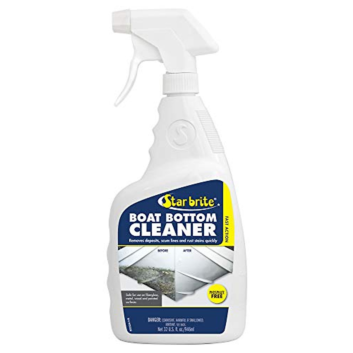 STAR BRITE Heavy Duty Boat Bottom Cleaner - Remove Tough Deposits, Scum Lines & Rust Stains Quickly & Easily from Boat Hull - Safe for Fiberglass, Wood, Iron & Painted Surface 32 OZ (092232P)