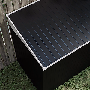 Outsunny 4' x 7.7' Metal Outdoor Storage Shed, Lean to Storage Shed, Garden Tool Storage House with Lockable Door and 2 Air Vents for Backyard, Patio, Lawn, Dark Gray