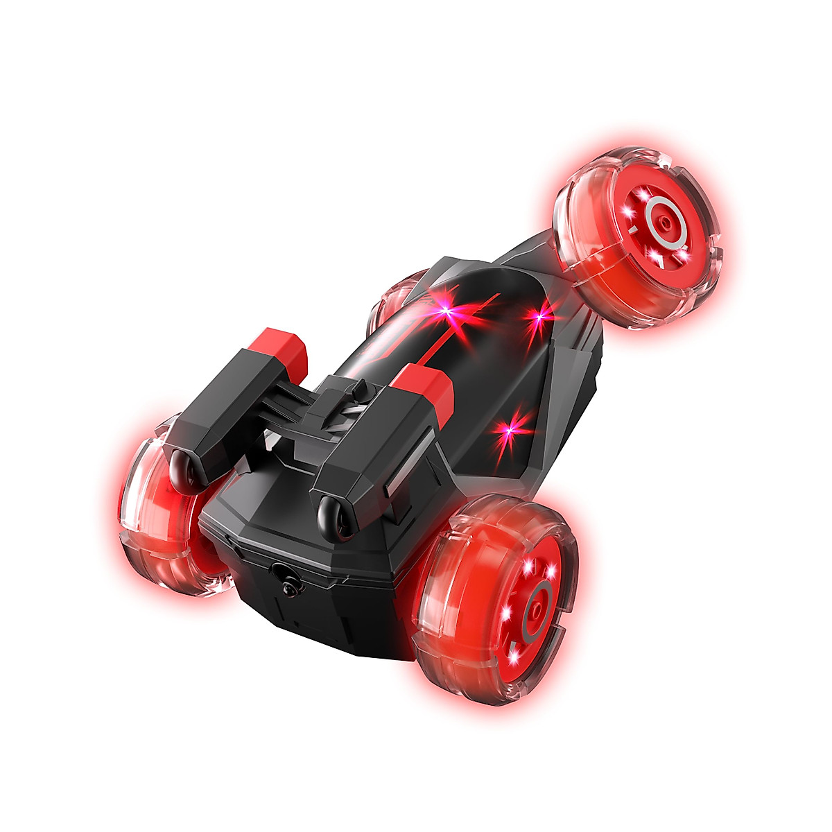 【2023 Latest Model】Remote Control Car, RC Cars with Electromagnetic Light-up Tires, 2.4Ghz 360° Rotating and Tumbling RC Stunt Car with Music&Simulated Engine Sound,Toy Car for Boys 4-7,8-12,Xmas Gift