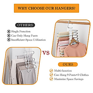 [2024 Upgraded] Zensbin Space-Saving 9-Layer Pant Hanger with Non Slip Stainless Steel Rack for Jeans, Trousers and Shirts (2 Pack)