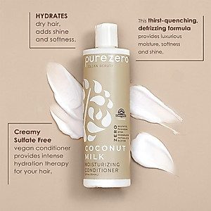 Purezero Coconut Milk Shampoo & Conditioner Set - 100% Vegan & Cruelty Free - Intense Hydration & Increase Shine - Zero Sulfates, Parabens, Dyes - Fight Dandruff & Frizz