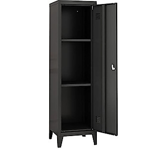 MIOCASA Metal Cabinet Home Office Storage Cabinets with Doors and Shelves Lockable 3 Door File Cabinet Organizer Coat Lockers for Kids (Black)