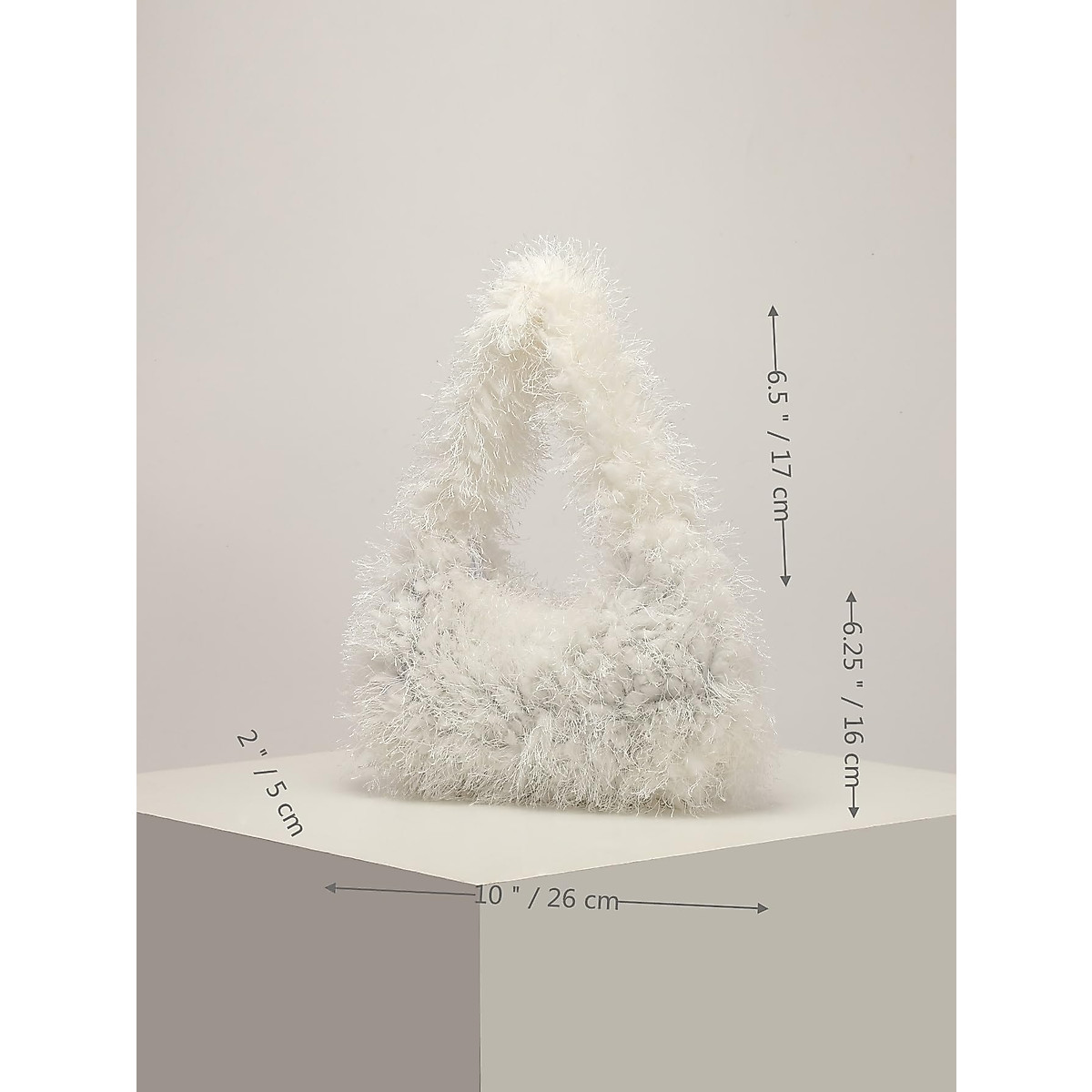 Verdusa Women's Faux Fur Fuzzy Hobo Bag Furry Handbag Purse White one-size