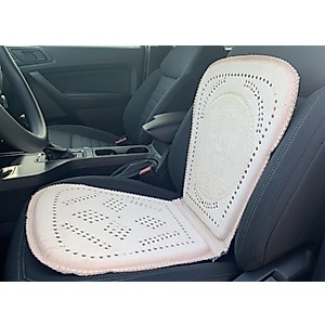 Leather Car Seat Cushion Body Positioner, Respaldo de Cuero para Carro Artesania Mexicana Natural