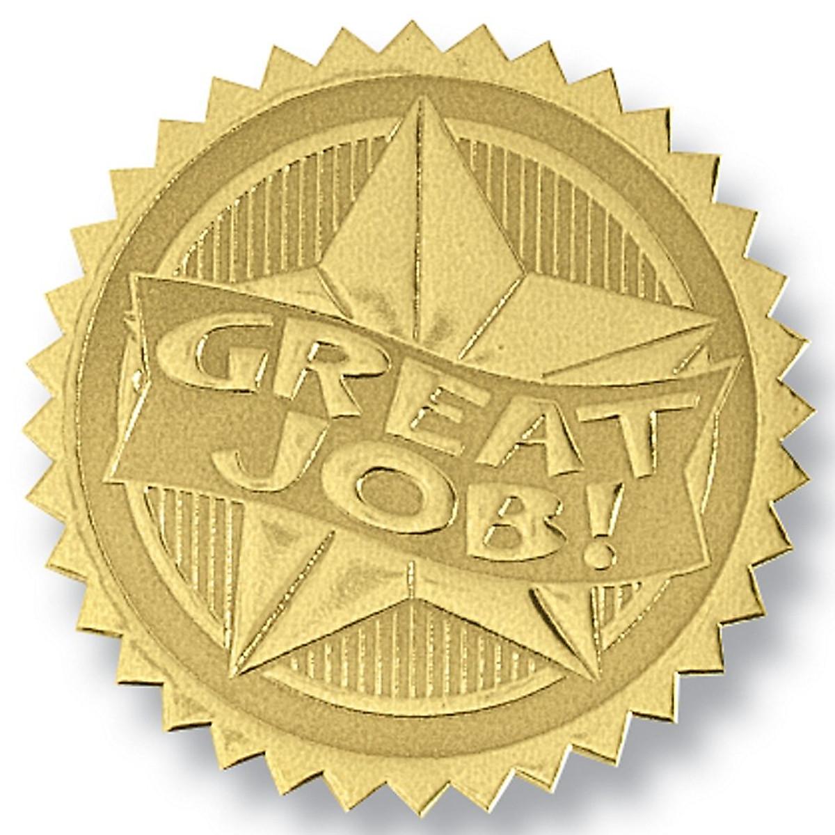 PaperDirect Deluxe Embossed Great Job Two-Tone Gold Foil Certificate Seals, 2 Inch, Self Adhesive, 100 Count, Embossed Seals For Certificates, Achievement And Award Stickers For School, Work, Diploma