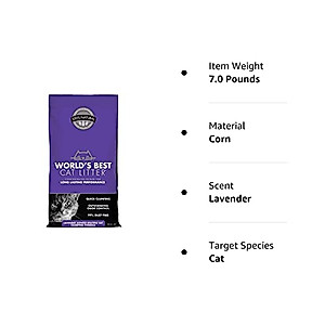 World's Best Cat Litter Cat Lavender Scented Multiple Cat Clumping Formula, 7-Pound Bag