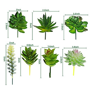 14 Pcs Mini Artificial Succulents Plants Picks,Flocked Faux Succulent Plants, Fake Succulents Plant with Succulent Moss,Realistic Textured Aloe for Home Office Table Garden Decoration
