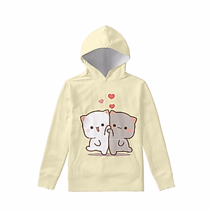 WELLFLYHOM Kawaii Cat Clothes Girls Fashion Hoodies and Sweatshirt 8-10 Years Kids Boys Pullover Long Sleeve Sweater Shirts Workout Sport Casual Hoodie Fall Outfits Sportswear Jumpers