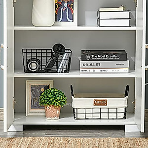 HOMCOM Industrial Kitchen Pantry Cabinet with 4 Doors and Storage Shelves, Freestanding Storage Cabinet, White