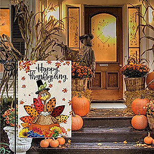 Happy Thanksgiving Garden Flags 12.5 x 18 Inch, Be Thankful Thanksgiving Flag Double Sided Decorative Turkey Fall Garden Flag for Thanksgiving Day Harvest Fall Autumn Yard Outdoor Decor