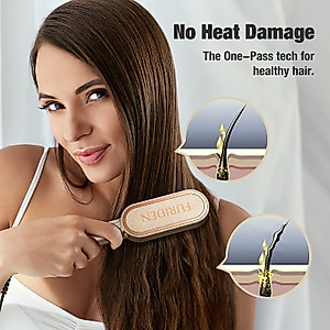 FURIDEN Straightening Brush, Hot Brush Hair Straightener, Double Ionic Hair Straightener Brush, Hair Straightener Brush for Black Women, Cepillo Alisador de Cabello 11.2 Inch