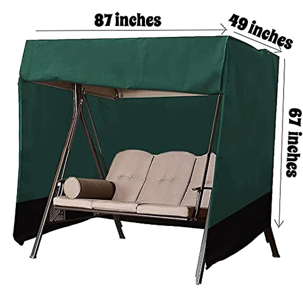 Patio Swing Cover Waterproof 3 Seat Swing Covers Outdoor Porch Swing Cover Hammock Glider Cover 420D Swing Chair Covers 87x49x67 Inch UV Block for Outdoor Furniture