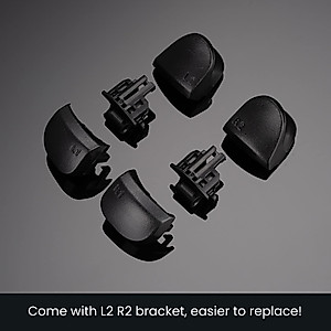 Replacement Thumbsticks Button Kit for PS5 Controller, L1 R1 L2 R2 Triggers, ABXY Buttons, D-pad, Faceplate Cover and Action Buttons with Repair Tools for DualSense Controller (Black)