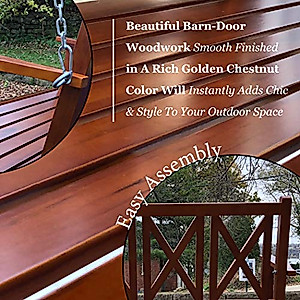 BACKYARD EXPRESSIONS PATIO · HOME · GARDEN 914894 4ft. Rustic Finished Fir Wood (2) Person Porch Swing | Capacity 450lbs, Mahogany