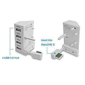 OSTENT USB Hub 2.0 4 Port Splitter Expansion Adapter for Microsoft Xbox One S Console