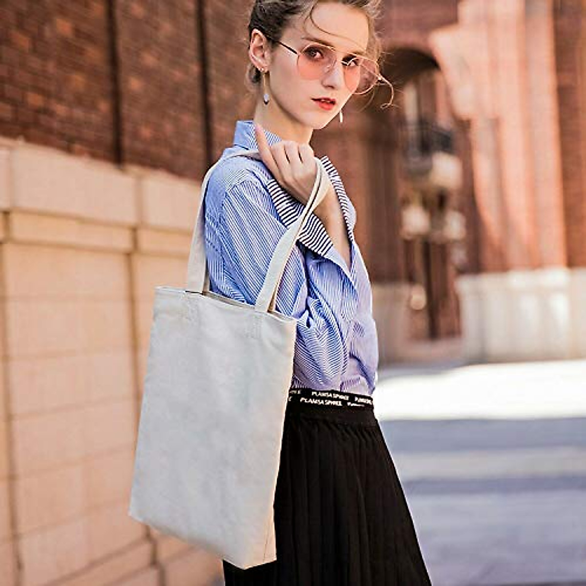 M-Aimee Canvas Craft Tote Bags - 10 Pack 13"x10" Fabric Blank Tote Bags, Natural Cotton for DIY Crafts, Gift Bag and Wedding, Birthday, Shopping, or Reusable Grocery Bag