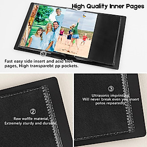 Aevdor Photo Album 5x7 Holds 64 Photos Black Inner Pages with Strong Elastic Band, Small Photo Album 5x7, Mini Picture Book for 5x7 Artwork, Photos, Kids Art Storage, Postcards, Drawings (Black)