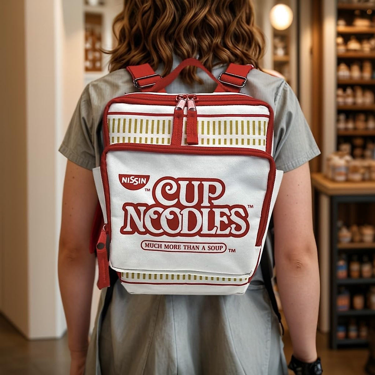 Nissin Cup Noodles Cup Noodles Mini Backpack, Red/White, 7”W x 8”H x 3”D (9607)