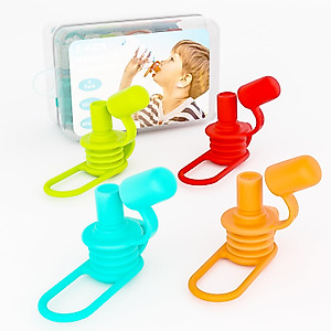 X-KIDS Baby Water Bottle Cap No Spill Silicone Bottle Top Water Bottle Spout Adapter for Toddlers Kids Travel Essentials, Leak-Proof, BPA-Free (Mix-4 Pack)