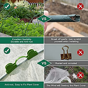 Kuptone Plant Covers Freeze Protection 10Ft x 30Ft Floating Row Cover with 10Pcs Garden Hoops & 36Pcs Clips & 15Pcs Steel Garden Stakes, Plant Cover with Frame for Winter Frost Sun Pest Protection