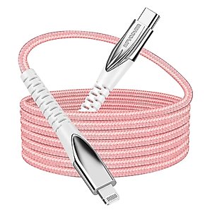 WFVODVER USB-C to Lightning Cable [MFI Certified] 10FT/3M iPhone 12 Nylon Braided Type C Fast Charging Cable Compatible with iPhone 12/12Mini/12 Pro/11/11Pro/11 Pro Max/X/XS/XR/XS MAX (Pink)