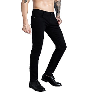 ZLZ Men's Skinny Slim Fit Stretch Comfy Fashion Jeans Pants, Casual Black Pants for Men Size 32