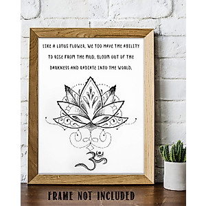 TJ Originals Like a Lotus Flower Quote - Spiritual and Boho Wall Decor - Namaste Zen and Meditation Aesthetic Room Decor - Unframed 11x14 Wall Art Print for Living Room or Yoga Studio