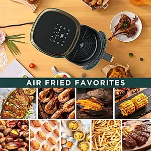 HAUSHOF Air Fryer, 4.2 Quart Compact Small Oven with 9 Cooking Functions, Nonstick Stainless Steel & Dishwasher-Safe, No-Oil Air Fry, Roast, Bake, Reheat, Fit for 1-4 People (Green)