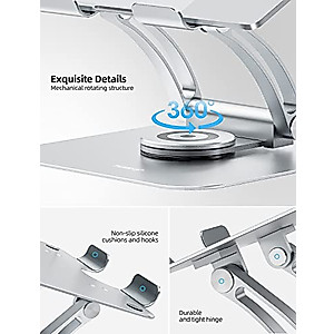 Nulaxy 360 Rotating Laptop Stand for Desk, Laptop Riser Adjustable Height and Angle, Foldable and Portable Travel Laptop Stand, Holds up to 22lbs, Fits All MacBook, Laptops