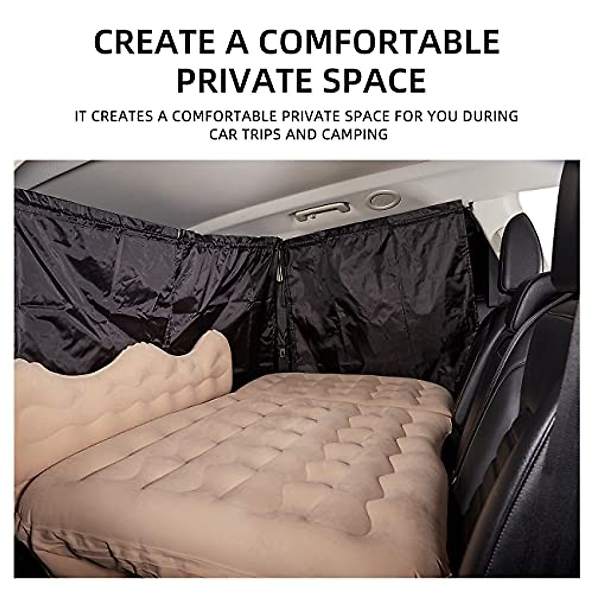 YJGF Car Divider Curtain Sun Shade for Window baby,Windshield Sunshade, Privacy Sunshade Curtain for Camping Air Mattress (Black)