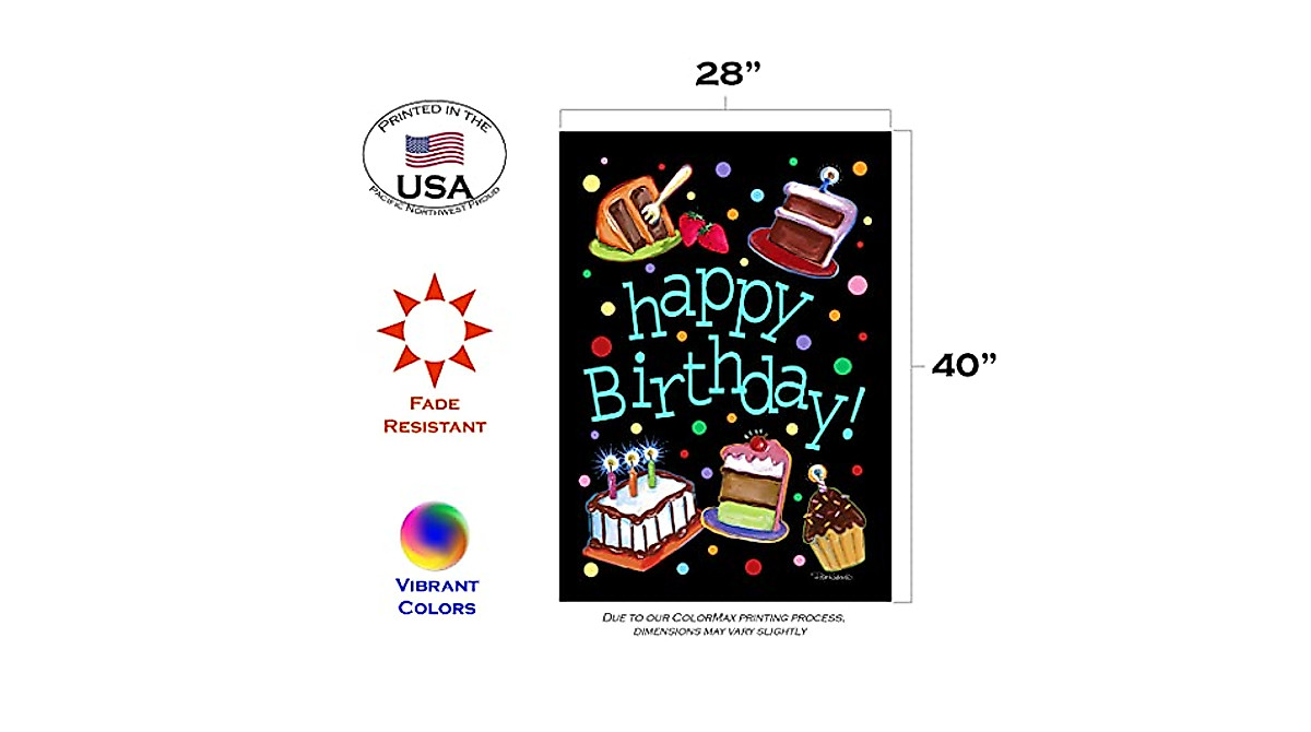 Toland Happy Birthday Flag | Double Sided Outdoor House Decor