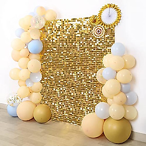 Shimmer Wall Backdrop Sequin Panels Gold Backdrop Decoration Panels Shimmer Panels(Pack of 24) Photo Backdrops for Birthday Anniversary Engagement Parties Decoration