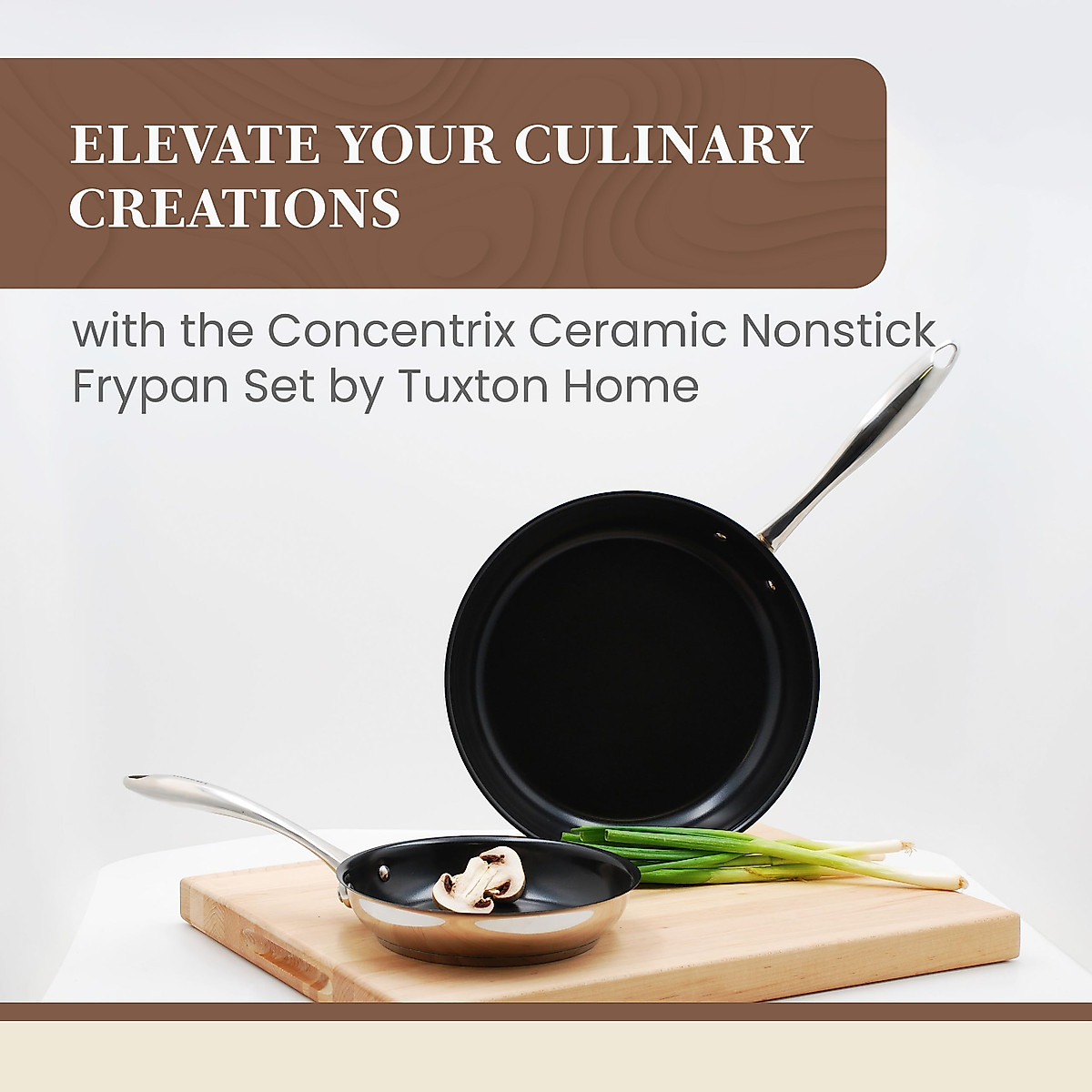 Non Stick Frying Pans Tuxton Concentrix 2pc Stainless Steel Pan Set - Stove & Oven Compatible 8 & 11in Ceramic Frying Pan with Riveted Handles Cobalt Blue