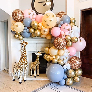 Enanal 50pcs Giraffe Print Balloons, 12inch Animal Print Thick Latex Balloons for Safari Jungle Party Supplies Wild One Birthday Baby Shower Wildlife Theme Party Decoration